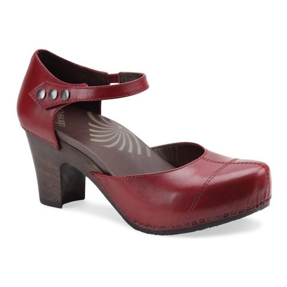 Dansko | Shoes | Dansko Rachel Full Grain Leather Platform Heels In Red ...